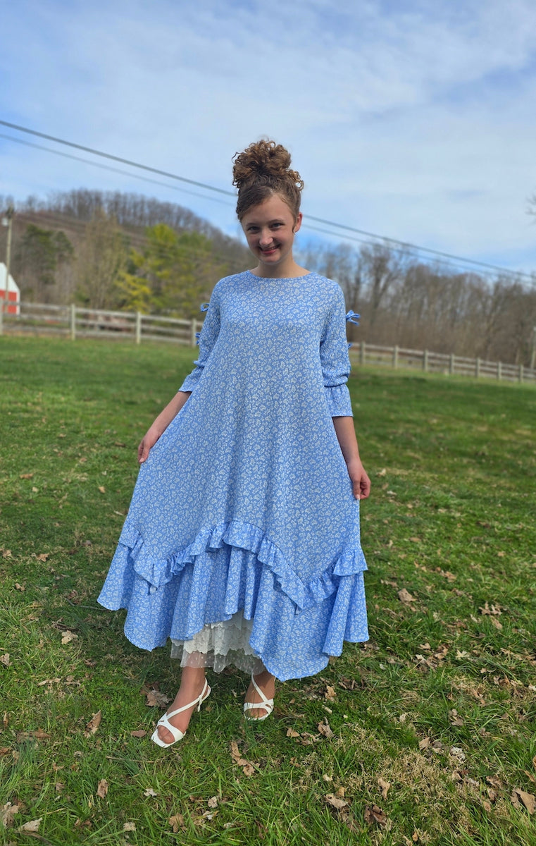 Sky Bloom Bow Dress – Sweet Modesty Apparel