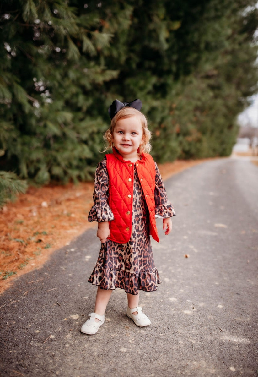 Girl's Leopard Layering Dress – Sweet Modesty Apparel